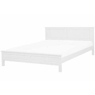 Beliani Holzbett Wei&szlig; 180 x 200 cm mit Lattenrost im Landhausstil Klassisches Design
