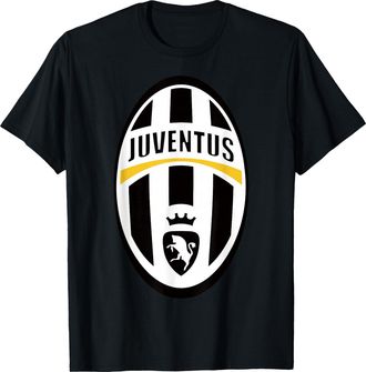 Trendy Apparel Herren Schwarz Juventus Serie A Sports Club Logo T-Shirt S Klassische Passform Halbarm Einfarbig Ohne Kragen Pull-On-Verschluss 15MISC3960J
