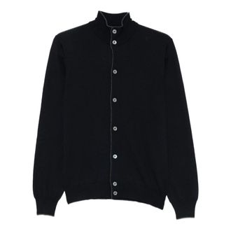 Gran Sasso Cardigan Coreana - Homme - Pulls - Noir - Taille: S