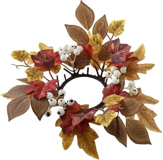 Generico K&uuml;nstliche Ahornbl&auml;tter und Beeren, Kerzenst&auml;nder, Herbstdekoration, Lichterkette f&uuml;r Thanksgiving, Halloween, Weihnachten | Elegantes Wohnaccessoire 