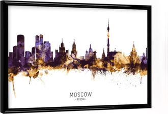 artboxONE Poster mit schwarzem Rahmen 18x13 cm Städte Moscow Russia Skyline PurpleGold - Bild Moscow Cityscape Moscow