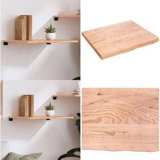 vidaXL Wandregal Hellbraun 60x50x2 cm Massivholz Eiche Behandelt - Wandregal - Wandregale - Home & Living