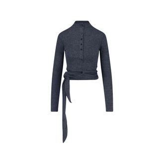 Low Classic Button Up Wickel-T-Shirt - - Knitwear - Damen - Grau - M