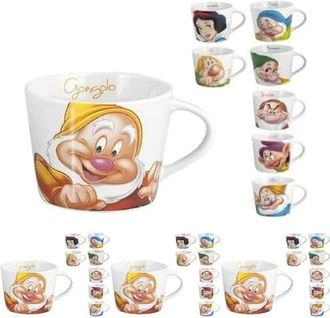 hOme Disney - Original Keramik-Kaffeebecher Schneewittchen und die 7 Zwerge, sortierte/zuf&auml;llige Designs, 1 St&uuml;ck (Packung mit 4)