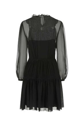 Alberta Ferretti Womens Black Chiffon Mini Dress V0555 Abiti