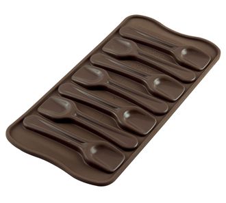 Silikomart | SCG28 Silikonform für CHOCO SPOON Pralinen, Antihaft, 8 Schokoladenlöffel, Packung mit 1 Form für Süßigkeiten, Easy Choc, 96 x 26 mm, h 16 mm, Made 
