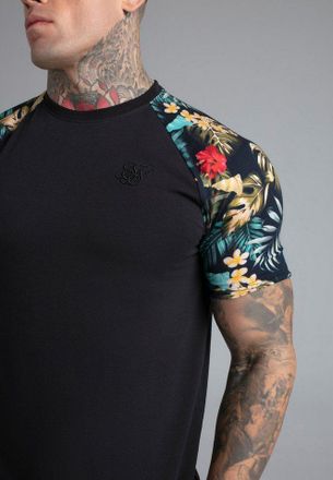 Siksilk T-Shirt SikSilk Herren Schwarz Raglan T-Shirt