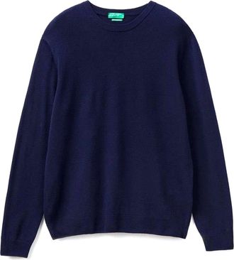 Benetton Langarmshirt f&uuml;r Herren mit Rundhalsausschnitt, Dunkelblau 016, X-Small