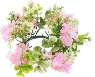 BESPORTBLE Tischdekoration Kerzenkranz Rosa mit K&uuml;nstlichen Hyazinthenblumen Dekorativer Kerzenhalter f&uuml;r Hochzeits und Partyveranstaltungen Geeignet f&uuml;r Dauerha