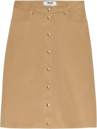 Msgm Msgm, Femme, Jupes, Beige, Taille: 40 FR Buttoned Midi A-line Skirt