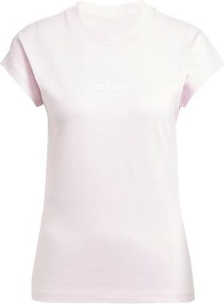 adidas T-Shirt Essentials Linear en Coton pour Femme, Rose Transparent/Blanc, XL