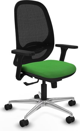 Piqueras y Crespo B&uuml;rostuhl mit Lendenwirbelst&uuml;tze mit 3D-Armlehnen, ausgestattet mit 3-fach verstellbarem Schaumstoff und Schaumstoff. 65 mm Nylon-Rollen. Schwarz/Gr&uuml;n