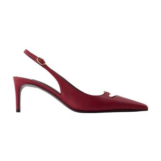 Dolce & Gabbana Femme, Chaussures, Rouge, Taille: 39 1/2 EU Lollo Slingback en cuir nappa effet soie