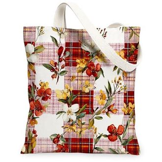 Generic Sac fourre-tout en toile à motif floral vintage, élégant, réutilisable, léger et lavable, pour salle de sport, voyage, plage, 33 x 38,1 cm
