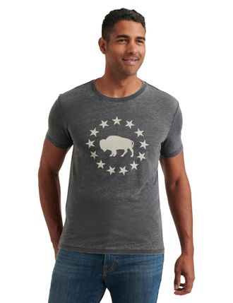 Lucky Brand Herren Kurz&auml;rmeliges Buffalo Rundhalsausschnitt T-Shirt, Schwarz (Jet Black), XL