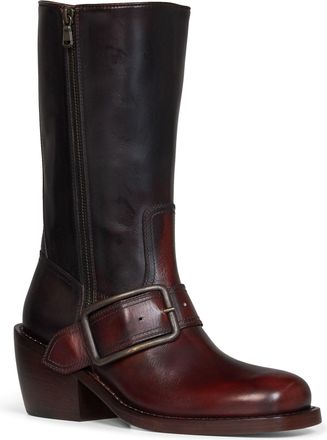 Dries Van Noten Buckled Brushed Leather Mid-Calf Boot - Brown