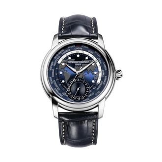 Frederique Constant Uomo - FC -718Nwm4H6 - Herstellung von Worldtimer 42 mm GMT Lederband - - Accessories - Herren - Blau - ONE SIZE