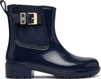 Tommy Hilfiger Gummistiefel Th Buckle Glossy Ankle Rain Boot FW0FW09543 Dunkelblau