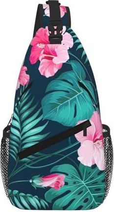 Generic Sacoche Bandouliere Imprim&eacute; floral Roses dHawa&iuml; Antivol Sac De Poitrine Multifonction Cross Body pour &eacute;cole Cyclisme Homme