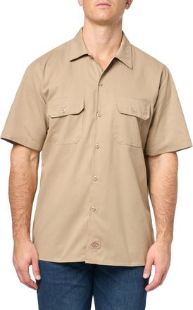 Dickies Herren Slim Fit Kurzarm Arbeitshemd Hemd mit Button-Down-Kragen, W&uuml;stensand, XL