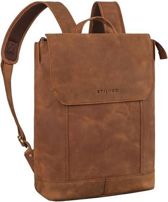 STILORD Sage Sac a Dos Femme et Homme Cuir Sac à Dos Antivol Sac Bandoulière Ordinateur Portable 13,3 Pouces Vintage pour Travail College École, Couleur:tan -