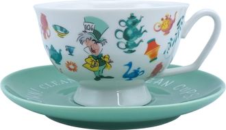 Disney Alice im Wunderland Tasse und Untertassen-Set, sp&uuml;lmaschinenfest, Tasse und Untertasse, 1 St&uuml;ck, Alice im Wunderland Geschenke
