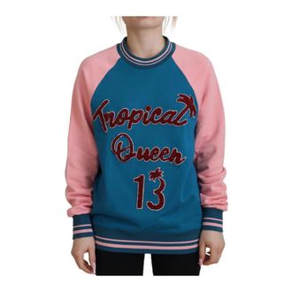 Dolce & Gabbana Femme, Sweatshirts et sweats &agrave; capuche, Bleu, Taille: 44 FR SweaT-shirt Tropical Queen 13