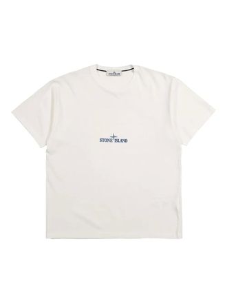Stone Island T-Shirt mit Logo-Print - Weiß
