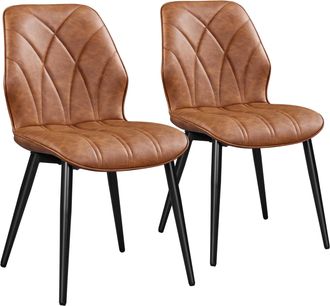 Yaheetech Esszimmerst&uuml;hle 2er Set K&uuml;chenst&uuml;hle gepolstert Metallbeine bis 136 KG Belastbar Polsterstuhl f&uuml;r K&uuml;che/Esszimmer/Schlafzimmer/Restaurant Braun/Kunstl