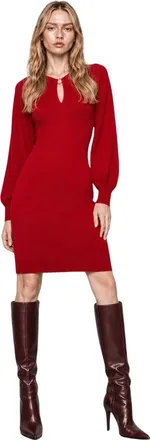 Kocca Femme, Robes, Rouge, Taille: 38 FR Robe pull avec manches bouffantes et encolure goutte deau