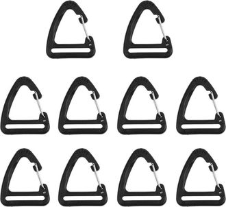 MagiDeal 10er Set Plastik Karabiner zu hängen Rucksack Karabinerhaken Schlüsselbund Dreieck Gurtschnalle, Schwarz
