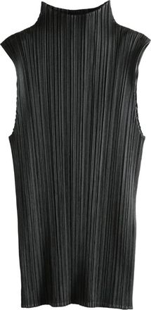 Issey Miyake Femme, Tops, Noir, Taille: 46 FR Haut sans Manches Pliss&eacute;