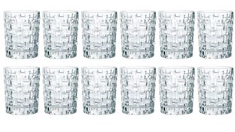 Spiegelau & Nachtmann Nachtmann Dancing Stars Bossa Nova Whiskybecher Set, 12er Set, Whiskyglas, Tumbler, Kristallglas, H 10 cm, 330 ml + Gratis 4er Set EKM Living Edelstah