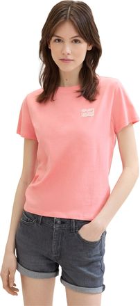 Tom Tailor Damen Basic T-Shirt mit kleinem Print, shell pink, L