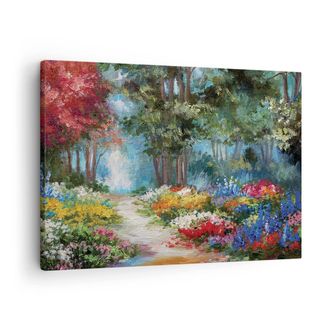 Arttor Bilder auf Leinwand Impressionismus Natur Wald Leinwandbild 70x50cm Wandbilder Dekoration Wohnzimmer Schlafzimmer Küche Deko Klein Wanddeko Bild Wand 