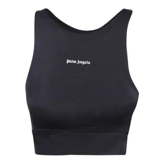 Palm Angels Femme, Sport, Noir, Taille: 36 FR Logo Print Crop Top