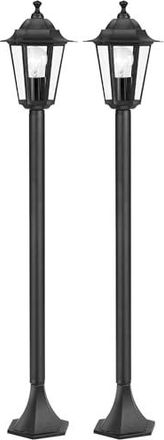 Eglo Au&szlig;en-Stehlampe Laterna 4, 1 flammige Au&szlig;enleuchte, Stehleuchte aus Aluguss in Schwarz und Glas in Transparent, E27 Fassung, IP44 (Packung mit 2)