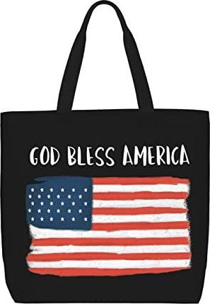 Generic Sac De Courses Que Dieu B&eacute;nisse LAm&eacute;rique! &Eacute;tats-Unis Patriotiques Sac Tissu Personnaliser Pliable Sacs En Toile Pour Femmes, Pour Shopping, Burea, To
