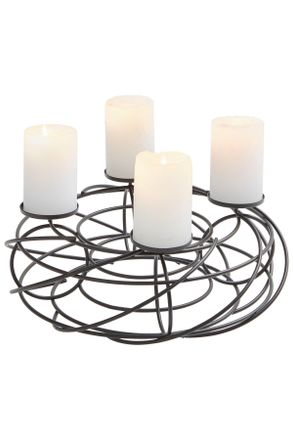 Justinus Bestecke Adventskranz, Schwarz, Metall, Dekoration, Weihnachtsdekoration, Winterdeko