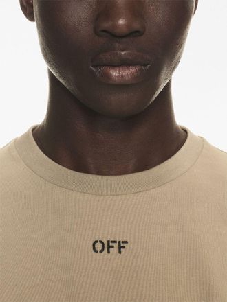 Off-white Logo-Embroidered Cotton T-Shirt - Beige