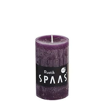 Spaas 12 Rustikale Stumpenkerzen ohne Duft, Paraffinwachs Aubergine, D 48 mm x H 80 mm