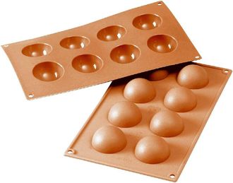 Silikomart | SF004 Silikonform für Monoportionen SEMISFERA, antihaftbeschichtet, 8 Kavitäten, Packung mit 1 Kuchenform, Ø 50 h 25 mm, Made in Italy