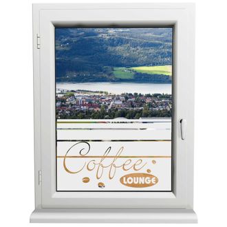 Indigos UG Glasdekorfolie - Coffe Lounge - Sonnenschutz H50Line - Sichtschutzfolie - Fensterfolie - f&uuml;r die K&uuml;che, Bad ans Fenster, Sichtschutz - selbstklebend -