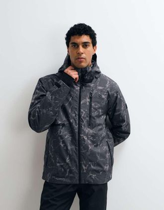 Dare 2B veste imperm&eacute;able Baseplate IV isolante &agrave; imprim&eacute; craquel&eacute; fonc&eacute;-Gris