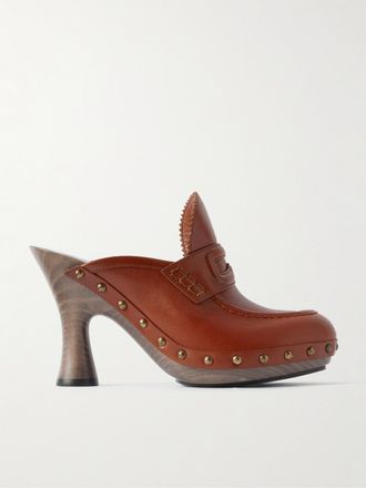 Burberry Mules En Cuir À Clous - Marron