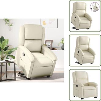 vidaXL Relaxsessel mit Aufstehhilfe Creme Kunstleder - Relaxsessel - Aufstehhilfe - Elektrischer Lift - Fernsehsessel - Bequeme Sessel - The Living Store