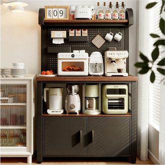 Generic K&uuml;chen-Aufbewahrungsschr&auml;nke, B&auml;ckerregal mit Aufbewahrungsschrank, industrieller Mikrowellenherd-St&auml;nder mit Regalen, for K&uuml;che, Esszimmer, Wohnzimme