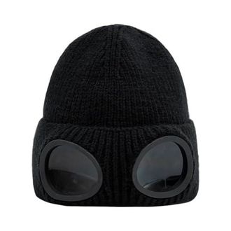 Generic Bonnet daviateur avec lunettes bouffant doux et chaud pour homme/femme Casquette de montre de ski B 58, Noir, taille unique