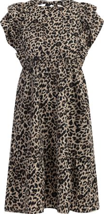 Faina Midikleid mit Leoprint Damen Beige L&ouml;we