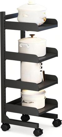 Generic Schmaler Gap-Wagen, Schlanker Roll-Aufbewahrungswagen, Badezimmer-Organizer-Schrank, Verstellbare Regalh&ouml;he, for Schmale Badezimmer-Ecken(Black,25x28x